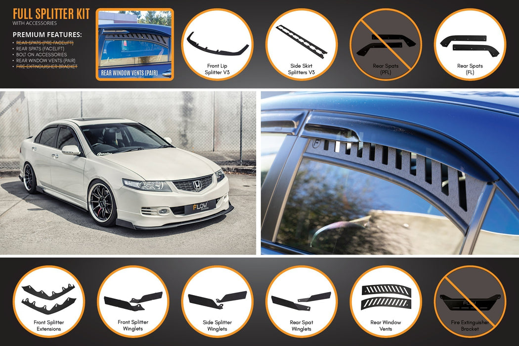 Honda Accord Euro FACELIFT CL7/CL9 Full Lip Splitter Set-Flow Designs ...